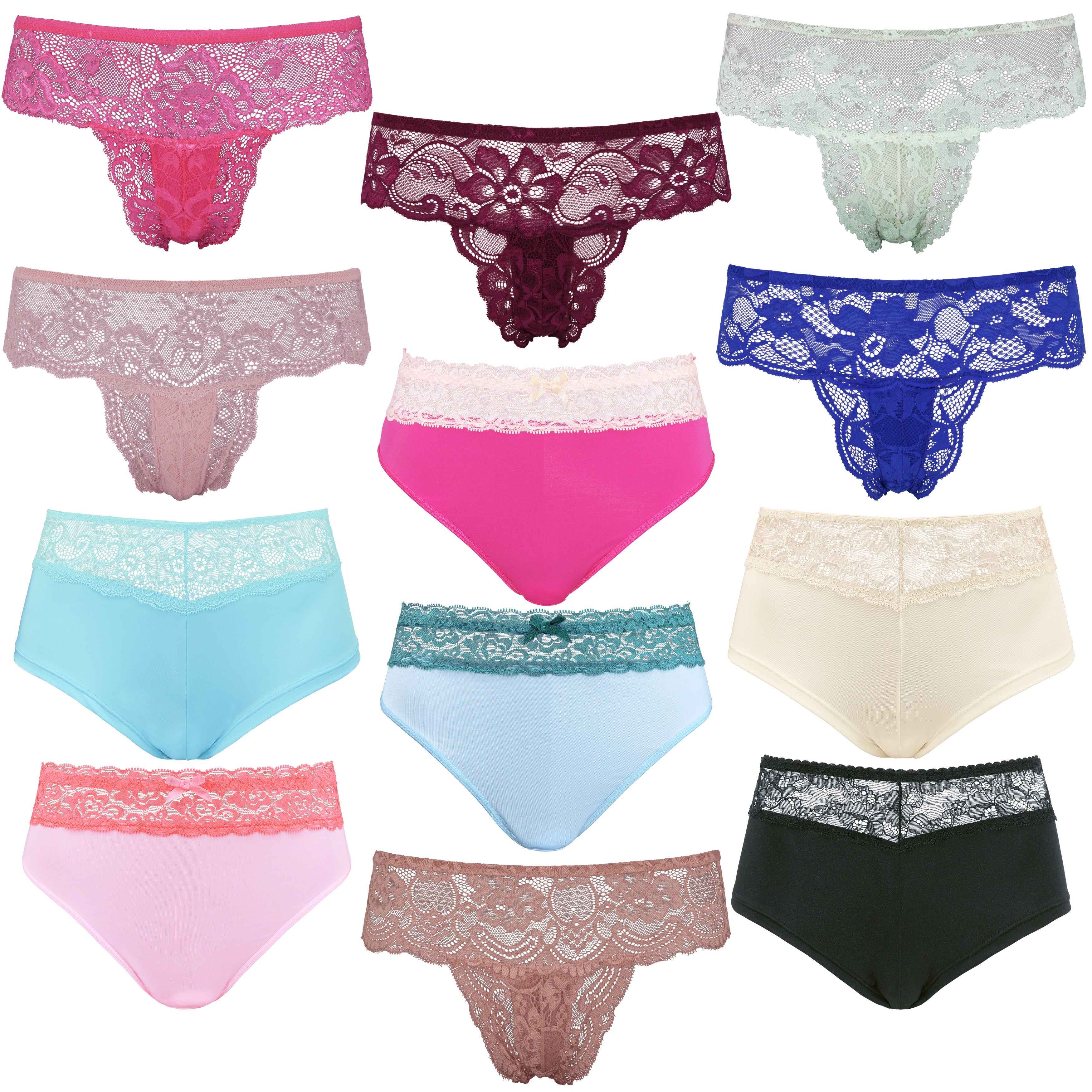 Curve Muse Women's Underwear Random Packs Brief Bikini Boyshort Panties